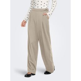 Anzughose Only "ONLSANIA LIFE WIDE BUCKLE PANT JRS", Damen, Gr. M, N-Gr, island fossil detail:silber buckle (sania), Jersey, Obermaterial: 95% Polyester, 5% Elasthan, unifarben, lang, Hosen Anzughose, Materialmix