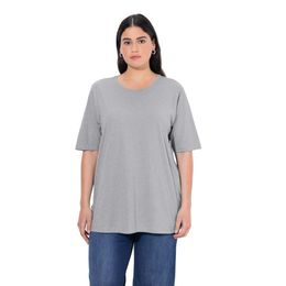 Ulla Popken Shirt in hellgrau m&eacute;lange | Gr.: 50-52