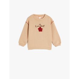 KOTON Sweatshirt M&auml;dchen Gr&ouml;&szlig;e 98/104 cappuccino / dunkelbraun / rot