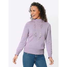 Rollkragenpullover Casual Looks "Pullover", Damen, Gr. 40, lila (flieder), 50% Baumwolle, 50% Polyacryl, meliert, unifarben, figurumspielend, Pullover Rollkragenpullover