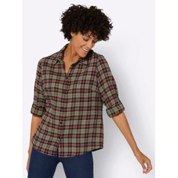 WITT WEIDEN Flanell-Bluse in oliv-rostrot-kariert | Gr.: 40