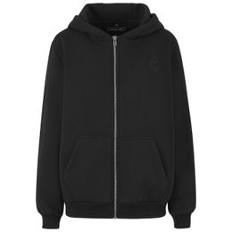 Sweatjacke MISS TEE "Miss Tee Peace Sign EMB Fluffy Zip Hoody", Damen, Gr. L, schwarz, 70% Baumwolle, 30% Polyester, unifarben, Sweatjacken Sweatjacke