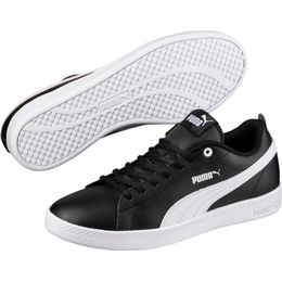Sneaker Puma "SMASH WNS V2 L", Damen, Gr. 40, schwarz-wei&szlig; (Puma schwarz, Puma wei&szlig;), Leder, Synthetik, Schuhe Skaterschuh Sneaker low Retrosneaker, aus Leder und Synthetik, atmungsaktives Innenmaterial aus Textil