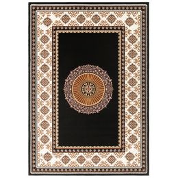 Teppich OTTO HOME "Shari, Made in Belgium" Gr. 1, schwarz, B:60cm H:7mm L:110cm, Kunstfaser, Teppiche, Teppich, Orient-Optik, mit Bord&uuml;re, Teppich, Kurzflor, Weich, Pflegeleicht