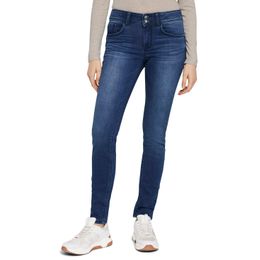 Skinny-fit-Jeans Tom Tailor "Alexa Skinny", Damen, Gr. 32, L&auml;nge 32, grau (schwarz, stone, wash), Denim/Jeans, Obermaterial: 42% Baumwolle, 34% Polyester, 22% Viskose, 2% Elasthan, unifarben, eng normal, Jeans, mit Doppelknopf-Verschluss