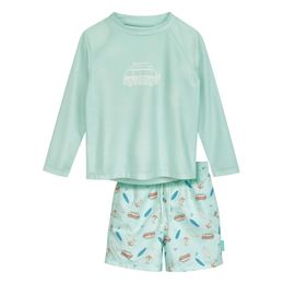 Playshoes UV-Schutz Bade-Set Surf-Bus Shorts 1/1 Arm in mint | Gr.: 98/104