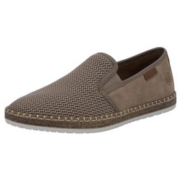 Espadrille Rieker, Herren, Gr. 43, grau (fango), Nubuklederimitat, Textil, Schuhe Espadrille, Slipper, Strandschuh, Sommerschuh mit Stretcheins&auml;tzen