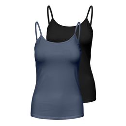 Spaghettitop Only "ONLLOVE &ndash; Spaghettitops im Doppelpack mit elastischem Tragekomfort", Damen, Gr. XL, schwarz pack:schwarz, vintage indigo, Jersey, Obermaterial: 95% Baumwolle, 5% Elasthan, unifarben, regular fit normal, Rundhals, Tops, Baumwollmischung, regular fit