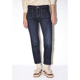 Slim-fit-Jeans STREET ONE STUDIO, Damen, Gr. 28, L&auml;nge 28, blau (dunkelblau washed), Jeans, 89% Baumwolle, 8% Polyester, 3% Elasthan, unifarben, kn&ouml;chelfrei, Jeans Slim-fit-Jeans, 5-Pocket-Style