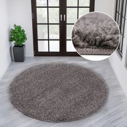 Teppich OTTO HOME "Viva rund" Gr. 10, grau (stone), H:45mm &Oslash;:190cm, Kunstfaser, Teppiche, Teppich, Uni-Farben, einfarbig, besonders weich und kuschelig, Wohnzimmer