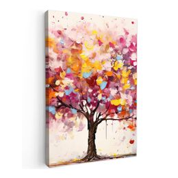 OnlyWow Leinwand Bilder Farbiger Baum | Gr.: 60 x 80 cm