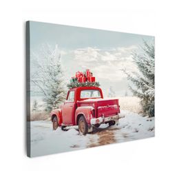 OnlyWow Leinwand Bilder Rot | Gr.: 80x60 cm