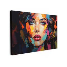 MuchoWow Leinwand Bilder Buntes Portr&auml;t | Gr.: 30 x 20 cm