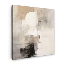 OnlyWow Leinwand Bilder Abstrakte Kunst wei&szlig; schwarz | Gr.: 20 x 20 cm