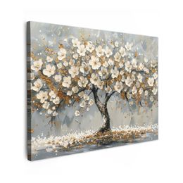 OnlyWow Leinwand Bilder Wei&szlig;er Baum | Gr.: 40 x 30 cm