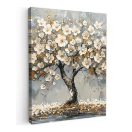 OnlyWow Leinwand Bilder Wei&szlig;er Baum | Gr.: 30 x 40 cm