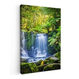 OnlyWow Leinwand Bilder Dschungel Wasserfall | Gr.: 60 x 80 cm