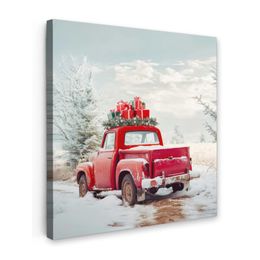 OnlyWow Leinwand Bilder Rot | Gr.: 50 x 50 cm