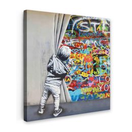 OnlyWow Leinwand Bilder Street Art | Gr.: 90 x 90 cm