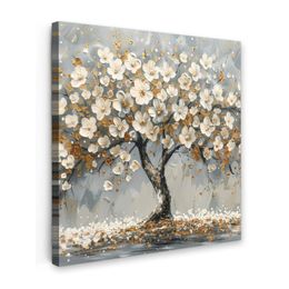OnlyWow Leinwand Bilder Wei&szlig;er Baum | Gr.: 50 x 50 cm