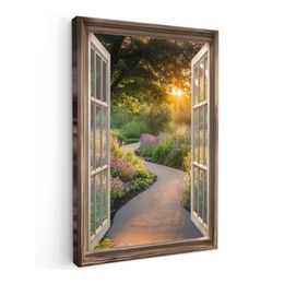 OnlyWow Leinwand Bilder Hellgelb | Gr.: 80 x 120 cm