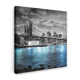 OnlyWow Leinwand Bilder Erleuchtete Br&uuml;cke | Gr.: 50 x 50 cm
