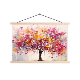MuchoWow Poster mit Leiste Farbiger Baum | Gr.: 60 x 40 cm