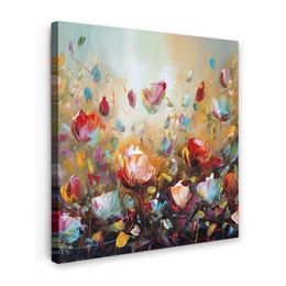 OnlyWow Leinwand Bilder Blumenmeer | Gr.: 50 x 50 cm