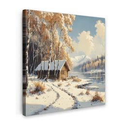 OnlyWow Leinwand Bilder Bergh&uuml;tte | Gr.: 90 x 90 cm