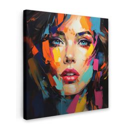 OnlyWow Leinwand Bilder Buntes Portr&auml;t | Gr.: 90 x 90 cm
