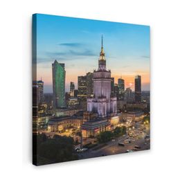 OnlyWow Leinwand Bilder Erleuchtete Stadt | Gr.: 20 x 20 cm