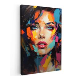 OnlyWow Leinwand Bilder Buntes Portr&auml;t | Gr.: 80 x 120 cm