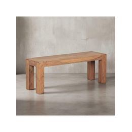 KADIMA DESIGN Sitzbank Massivholz | Akazie, 120x45x35cm, Landhaus-Stil in Beige | Gr.: 120 x 35 x 45 cm