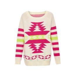 ebeeza Damen Pullover in WOLLWEISS FUCHSIA | Gr.: M/L