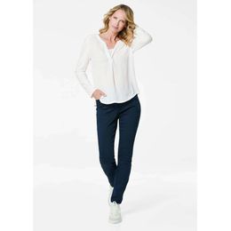 GOLDNER Elegantes Chiffonshirt mit Jersey-Details in cremewei&szlig; | Gr.: 44