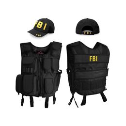 Normani Outdoor Sports Kost&uuml;m bestehend aus Weste, Patch und Cap in FBI | Gr.: M/L