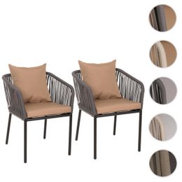 Mendler 2er-Set Gartenstuhl HWC-N41, Outdoor Armlehne, wetterfest Aluminium Seilgeflecht Rope ~ Variantenang 106616