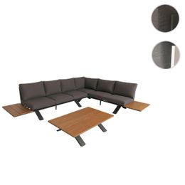 Mendler Aluminium Garten-Garnitur HWC-M62, Sitzgruppe Garten-/Lounge-Set Sofa, Holzoptik ~ Variantenangebot 104803+104804