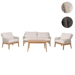 Mendler Gartengarnitur HWC-H56b, Lounge-Set Gartenlounge Sofa Sessel Tisch, Seilgeflecht Rope Holz Akazie ~ 106663+106664