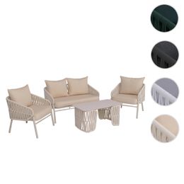 Mendler Gartengarnitur HWC-P90, Lounge-Set Gartenlounge Sofa Sessel Tisch, Seilgeflecht Rope Stoff/Textil (1 2x120216+120220+120224