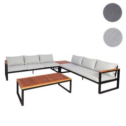 Mendler Garten-Garnitur HWC-L26, Gartenlounge Lounge-Set Sitzgruppe Sofa, Metall Akazie Holz MVG-zertifizier 99066