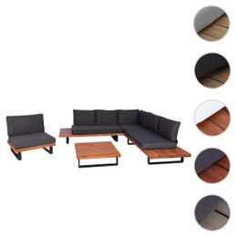 Mendler Garten-Garnitur mit Sessel HWC-H54, Lounge-Set Sofa, Spun Poly Akazie Holz MVG Aluminium ~ Varianten 98273+98274+98526+101474