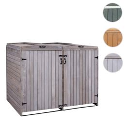 Mendler XL 2er-/4er-M&uuml;lltonnenverkleidung HWC-H74, M&uuml;lltonnenbox, erweiterbar 126x158x98cm Holz FSC ~ Varian 73979+74651