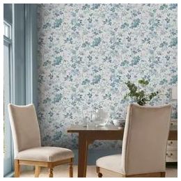Vliestapete Laura Ashley "YEWLAND", blau, H:10m L:10m, Vlies, Tapeten, Design Tapeten