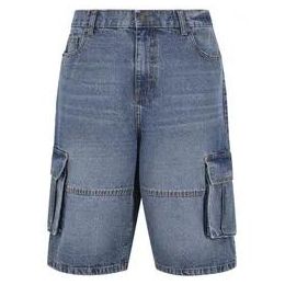 Shorts Urban Classics "Urban Classics Relaxed Denim Cargo Shorts", Herren, Gr. 33, Normalgr&ouml;&szlig;en, mid tiefblau washed, 100% Baumwolle, unifarben, relaxed fit, Hosen Shorts