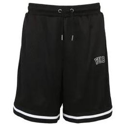 Shorts Fubu "Fubu Herren Caterpillar Caution Shorts", Herren, Gr. S, US-Gr&ouml;&szlig;en, schwarz, wei&szlig;, 100% Polyester, loose fit, Hosen Shorts