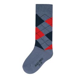 black forest kids Kniestr&uuml;mpfe mit Karomuster smoked blue/navy/red chilli 29-35