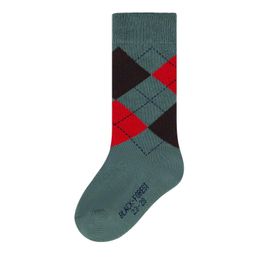 black forest kids Kniestr&uuml;mpfe mit Karomuster pine green/dark chocolate/red chilli 23-28