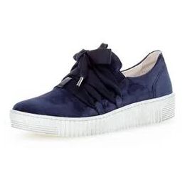 Plateausneaker Gabor, Damen, Gr. 42, blau (dunkelblau, marine), Veloursleder, Schuhe Plateausneaker, Slip-On Sneaker, Slipper, Schn&uuml;rschuh mit aufgesetzter Schn&uuml;rung