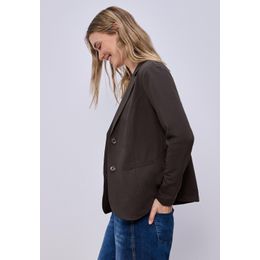 Sweatblazer Street One, Damen, Gr. 34, espresso braun, Jersey, 93% Baumwolle, 7% Elasthan, unifarben, normal normal, V-Ausschnitt, abgesteppt, Blazer, im soften Baumwoll-Mix
